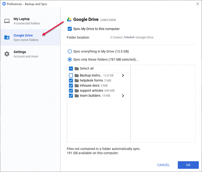 Setting up Google Drive Backup & Sync | Technology Support Services
